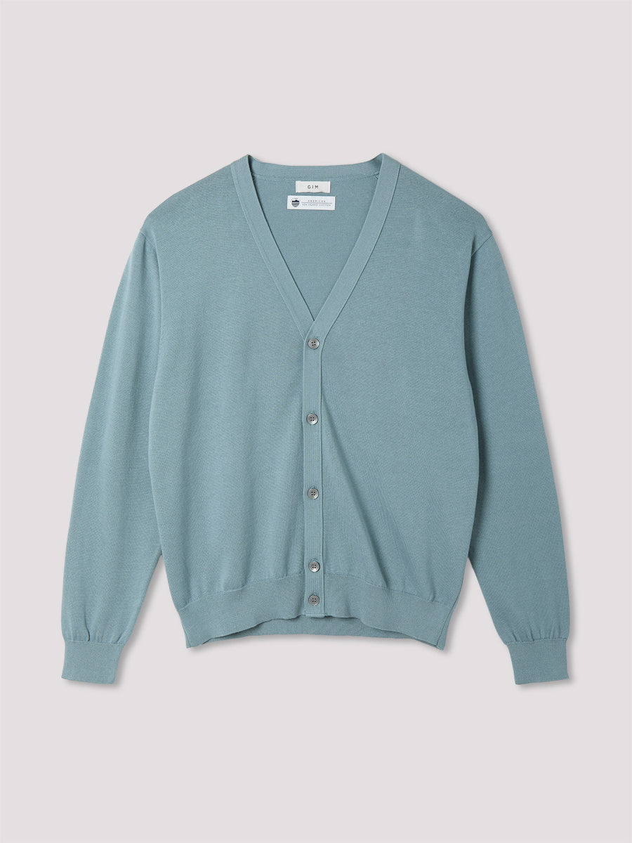 American Sea Island Cotton Cardigan【Dull Blue】 – GIM online store